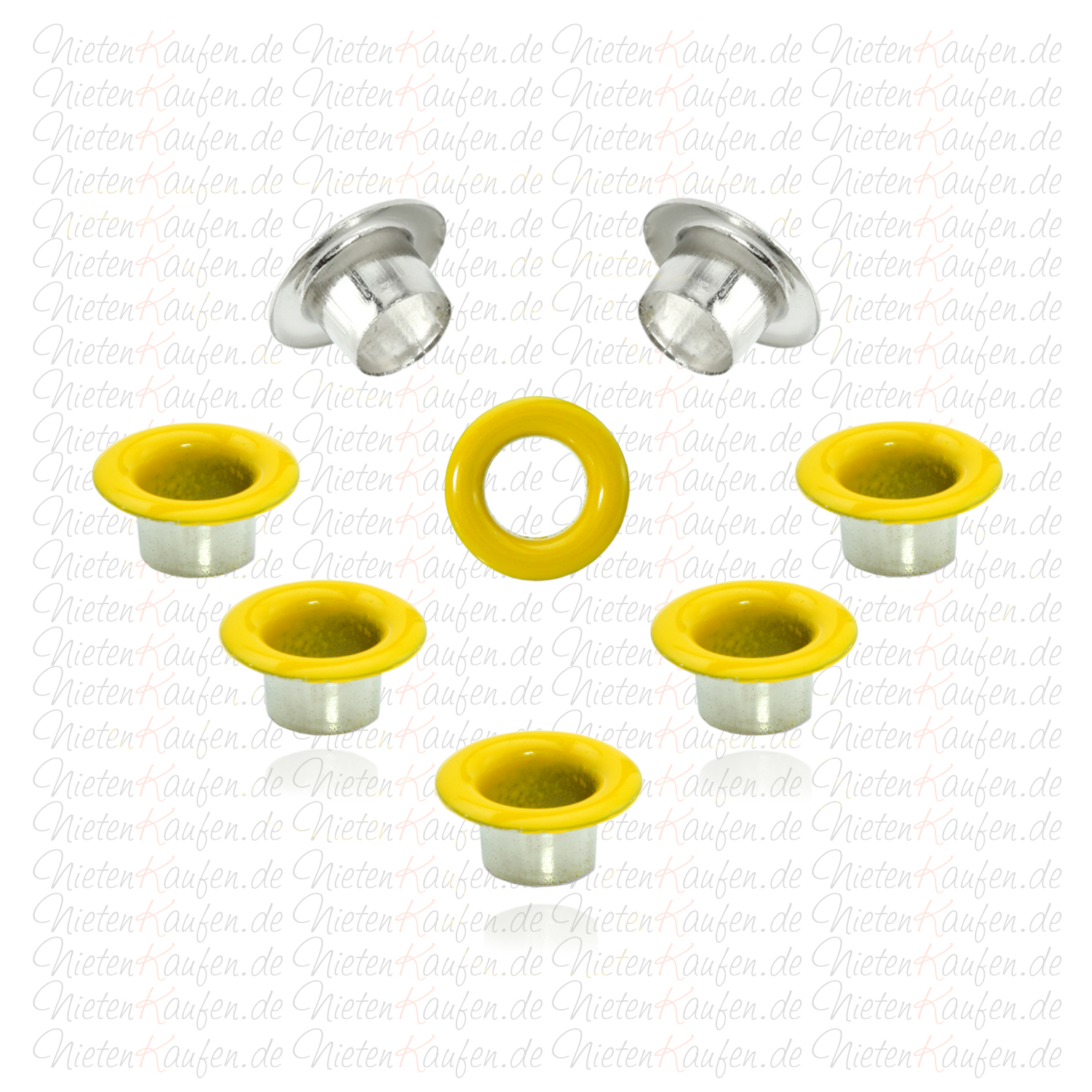 9 mm Eyelets in Gelb mit Loch ø 5 mm | Eyelet Ösen | Nietenkaufen.de